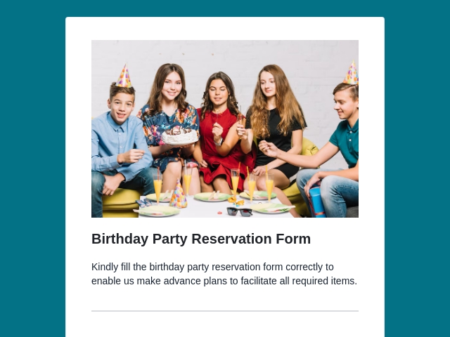 Birthday Party Form Template - FormNX