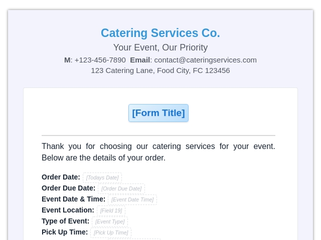Catering Order Form - Free Template | Customize & Use - FormNX