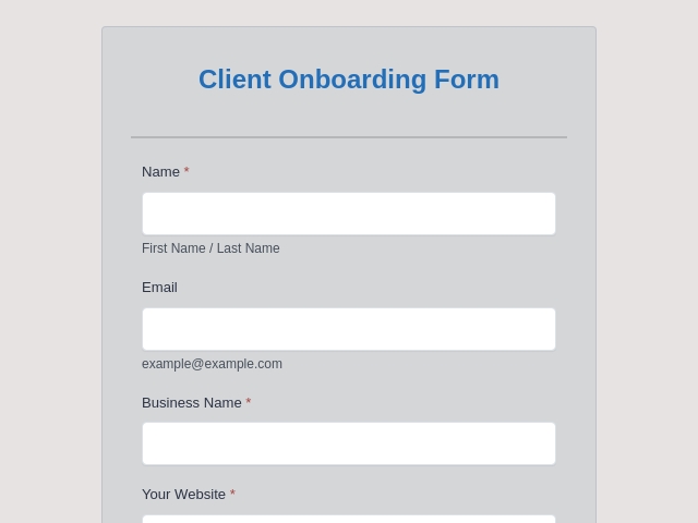 Client Onboarding Form Template - FormNX