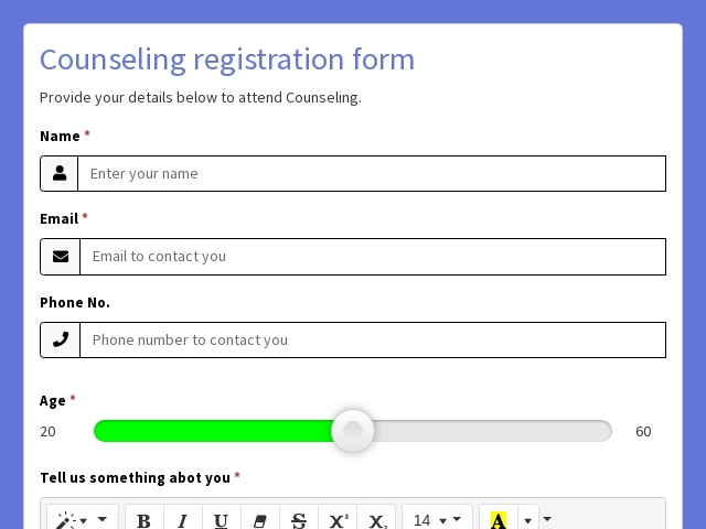Counseling registration form Template - FormNX