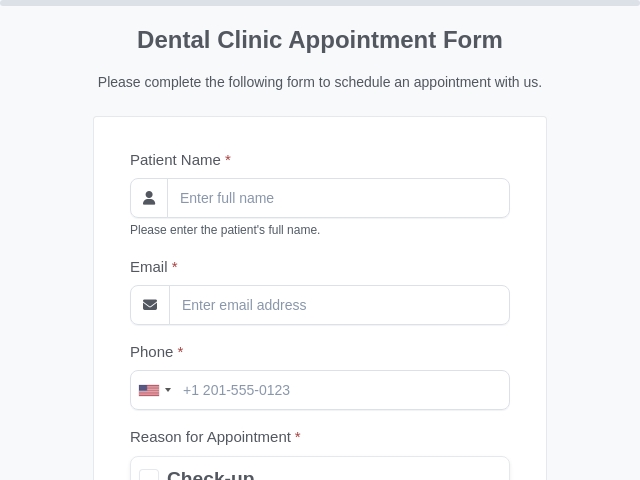 Dental Clinic Appointment Template - FormNX