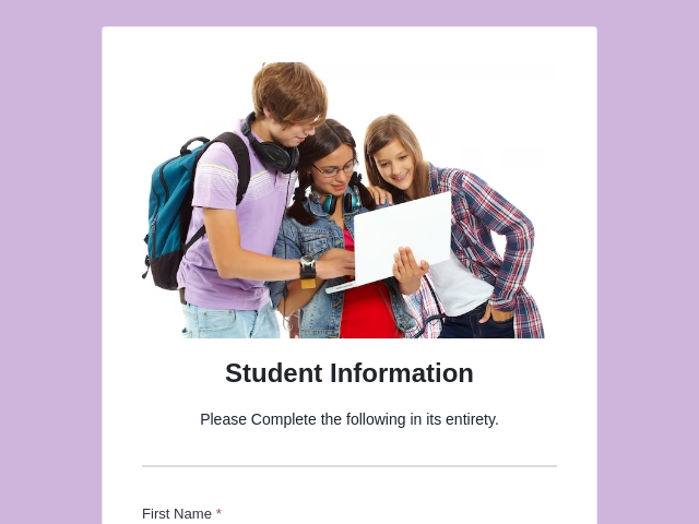 Student Information and Parent Contact Form - Free Template | Customize ...