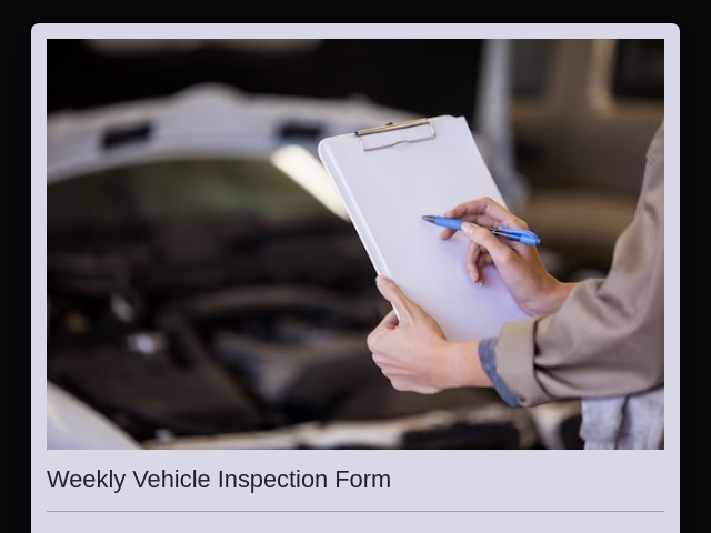 Weekly Vehicle Inspection Form Template - FormNX